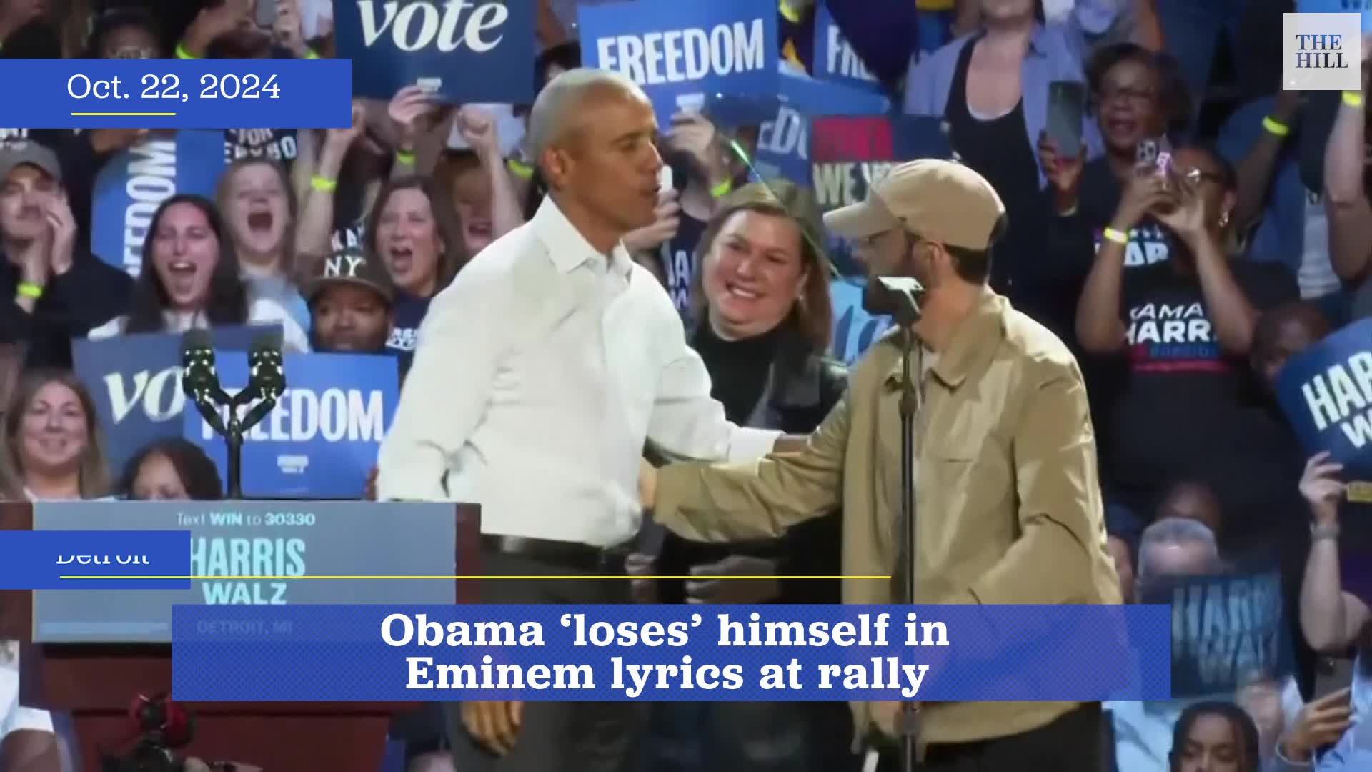 Obama ‘loses’ himself in Eminem lyrics at rally – The Hill