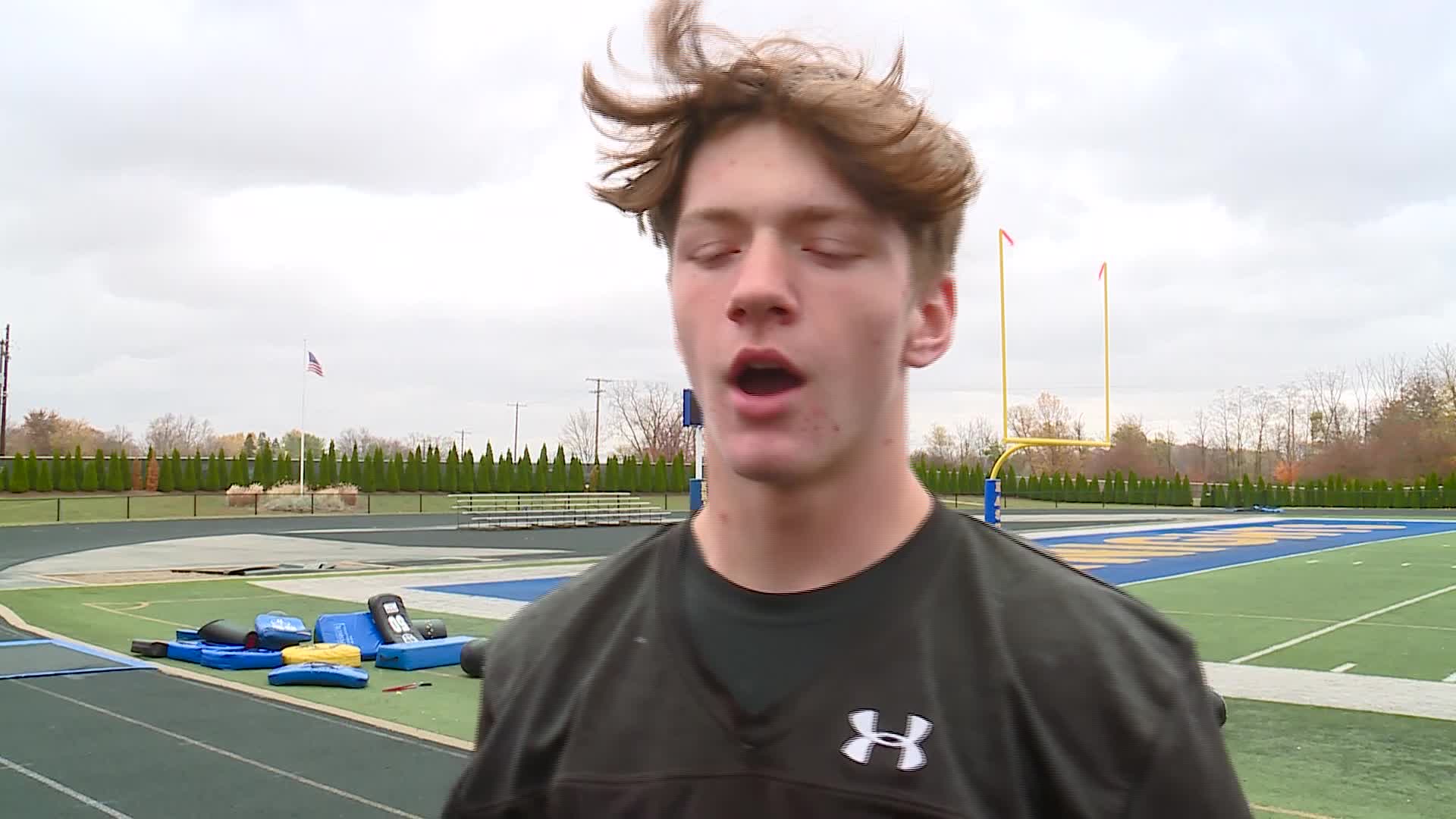 Rylee Biddle full interview at East Noble Knights football practice on ...