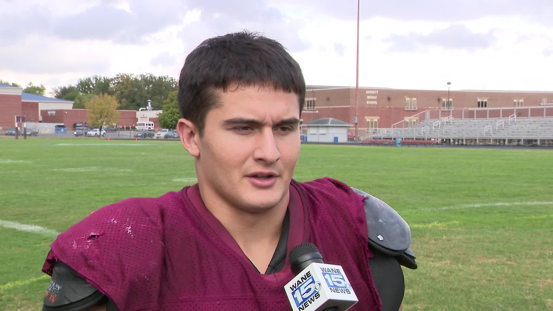 Cam Ruble full interview at Garrett Railroaders football practice on 9 ...