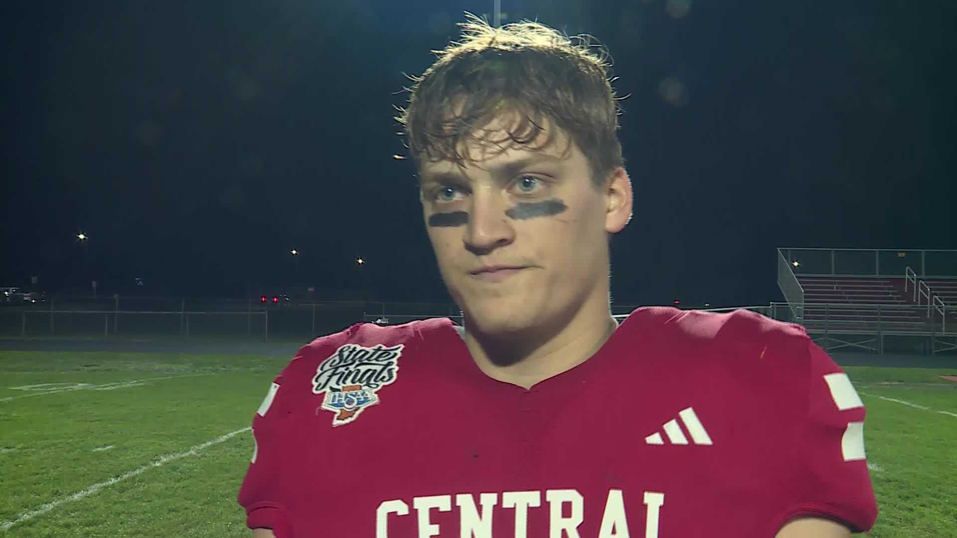 Adams Central senior running back/linebacker Aaron Hirschy postgame ...