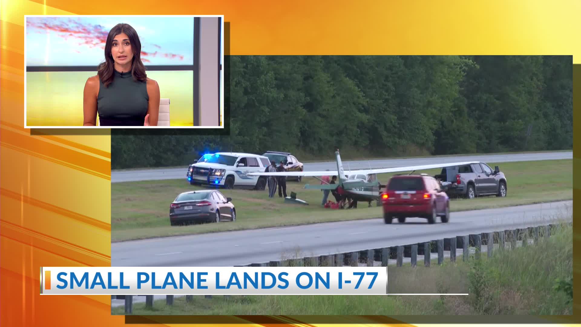 Small plane lands on I-77 – WCBD News 2